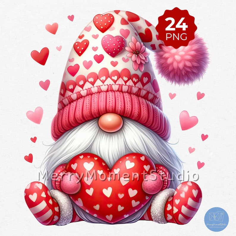 Watercolor Valentines Gnome Clipart: Romantic Love Theme (digital ...