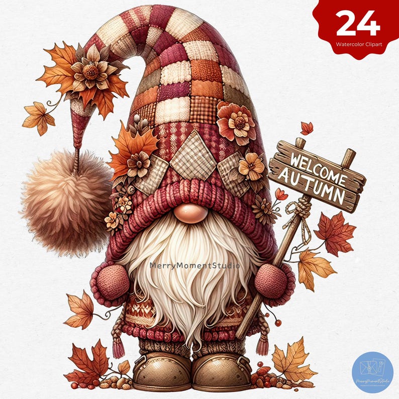 Fall Gnome Clipart Bundle: Watercolor Autumn Gnomes (commercial Use ...