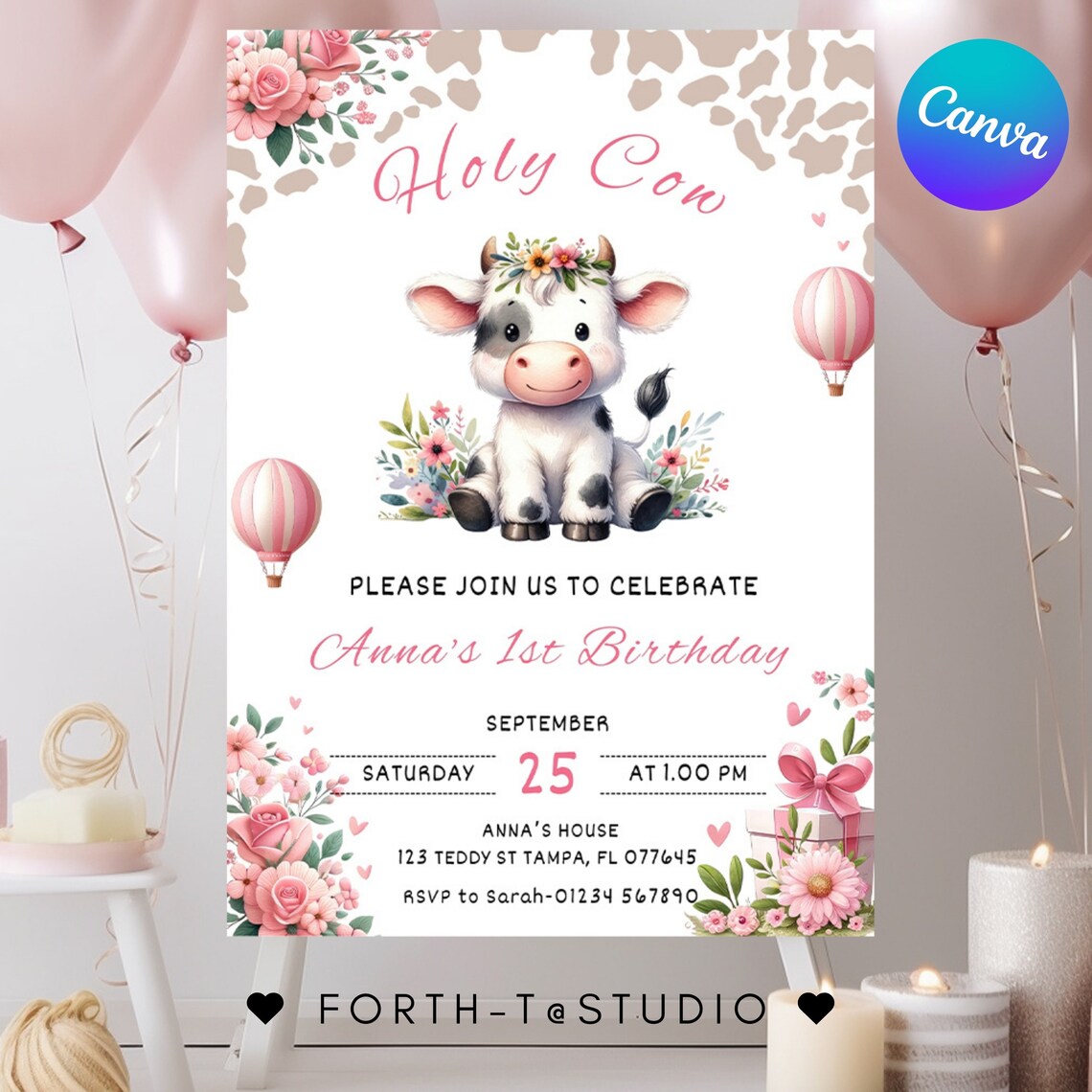 Holy Cow Birthday Invitation Template, Editable Holy Cow Invitation ...