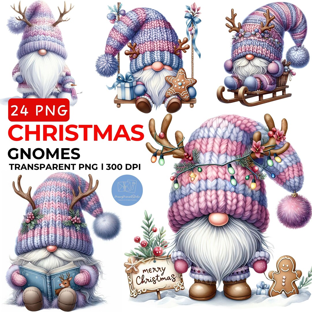 Watercolor Christmas Gnomes Clipart Set, Traditional Christmas Clipart ...