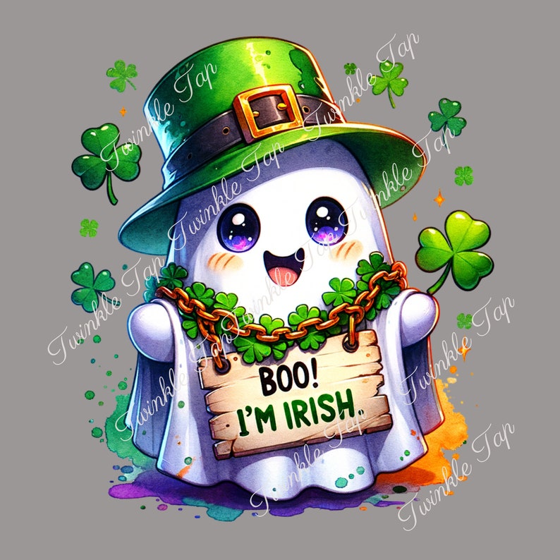 Cute Irish Leprechaun Ghost for St. Patrick's Day Celebration, Boo I'm ...