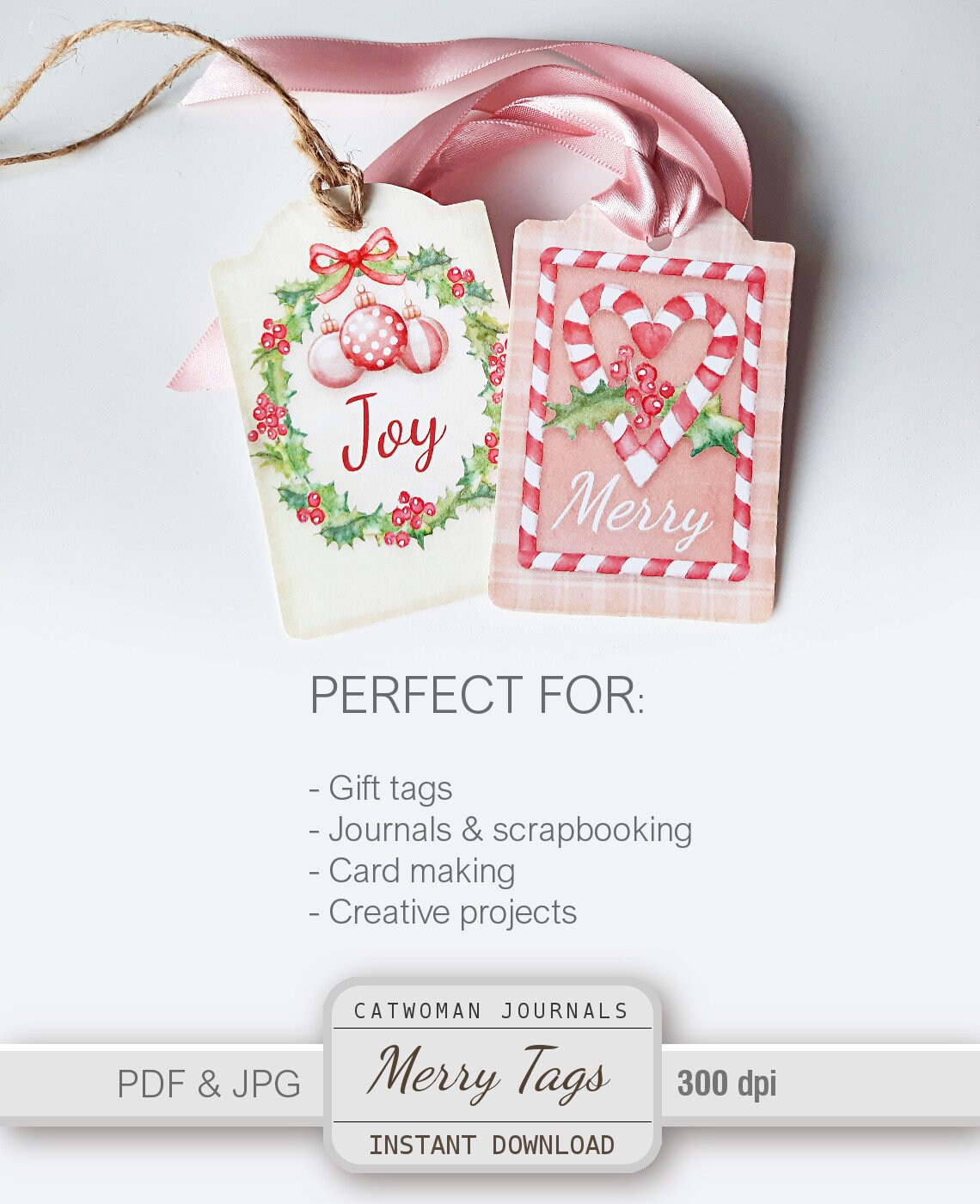 MERRY Printable Gift Tags, Christmas Holiday Season Decorative ...