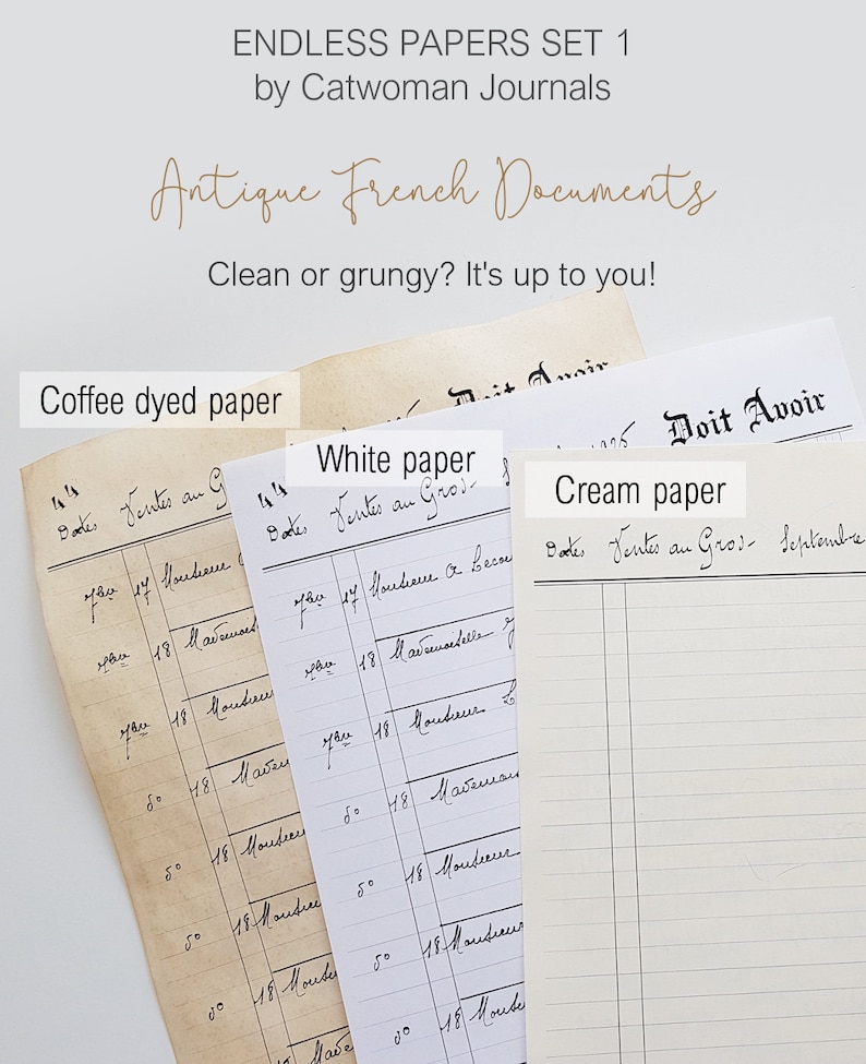 French Antique Document Printables: Ephemera for Junk Journals (digital ...