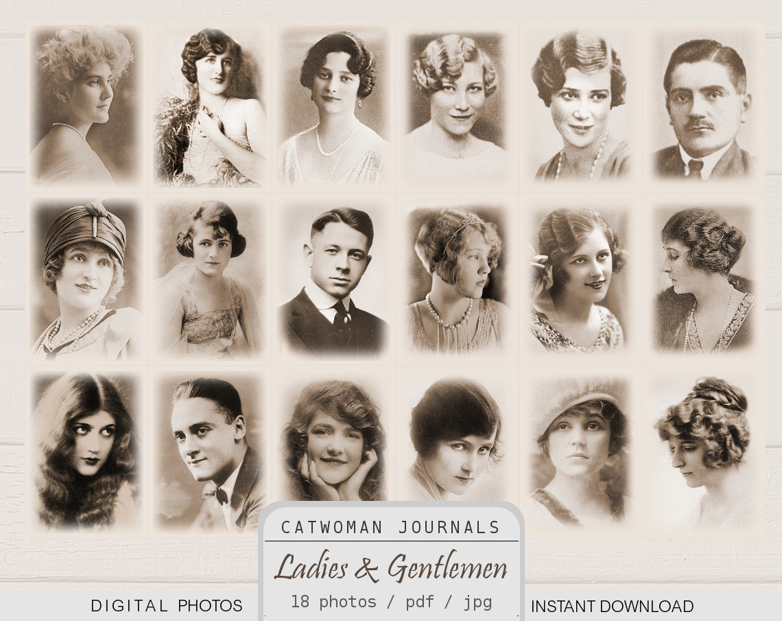 LADIES & GENTLEMEN Printable Photos Women Men People Faces Vintage ...
