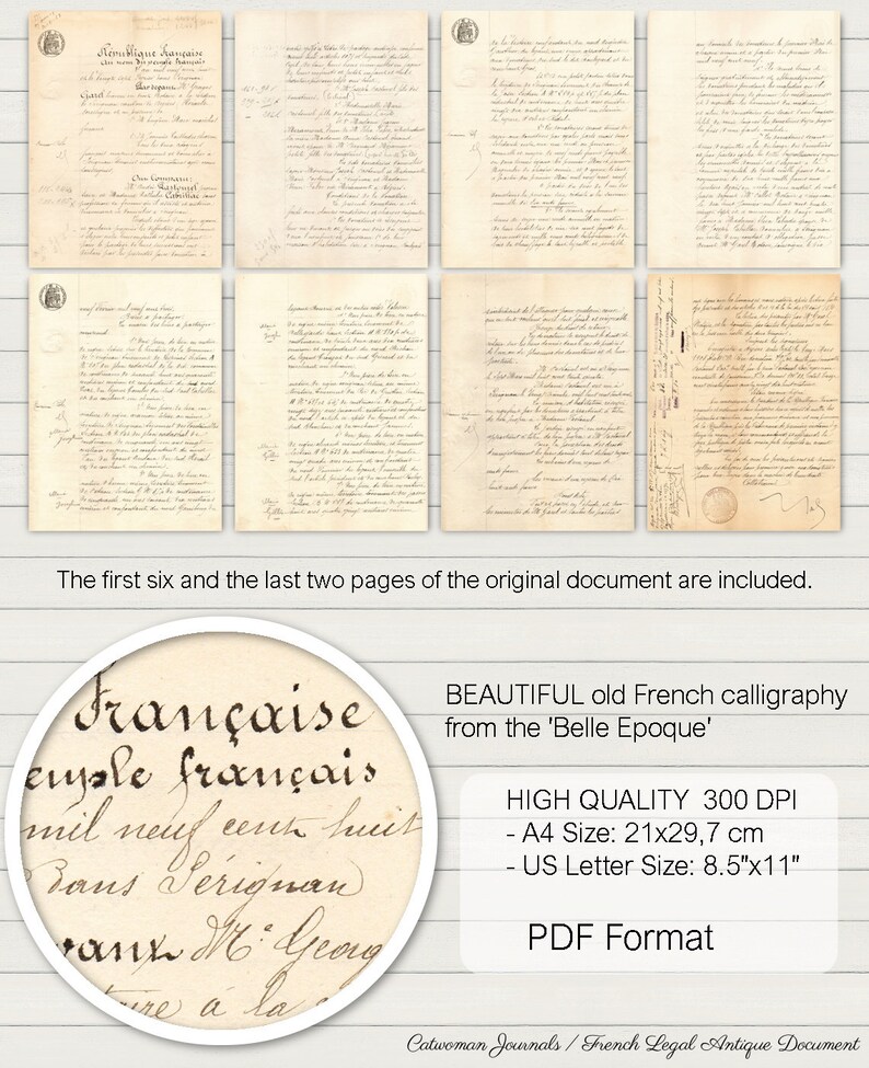 Antique French Legal Document Covers & Pages Notarial Act Old Papers ...