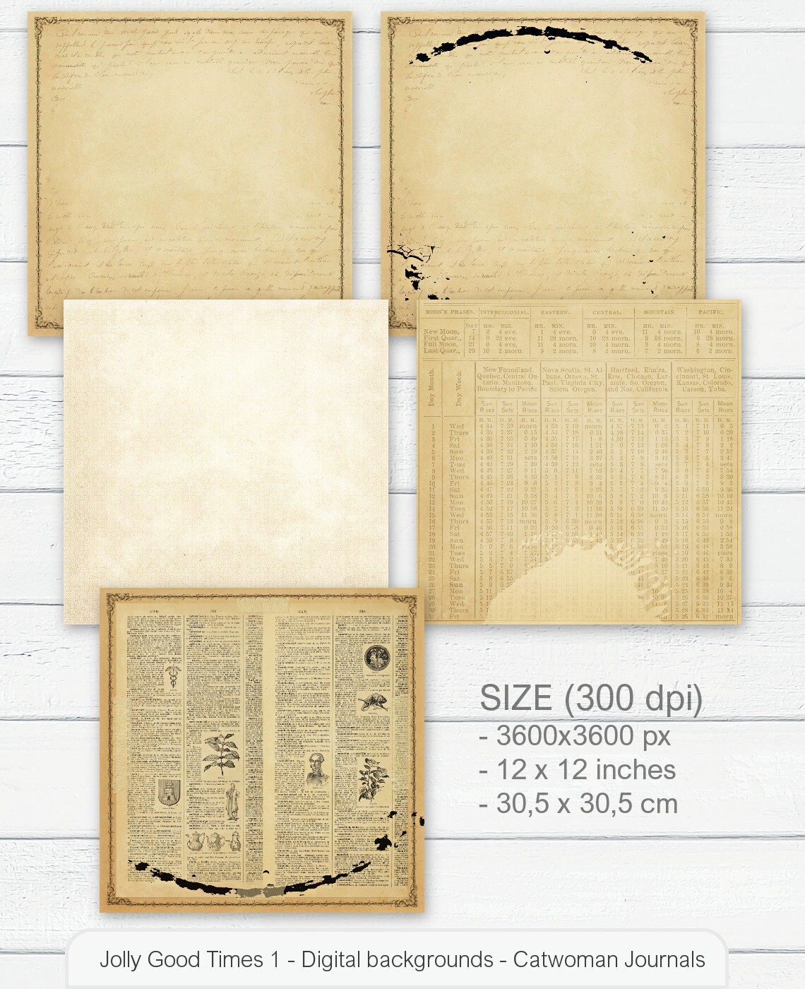 JOLLY GOOD TIMES 1 Digital Backgrounds Vintage Scrapbook Paper Black ...