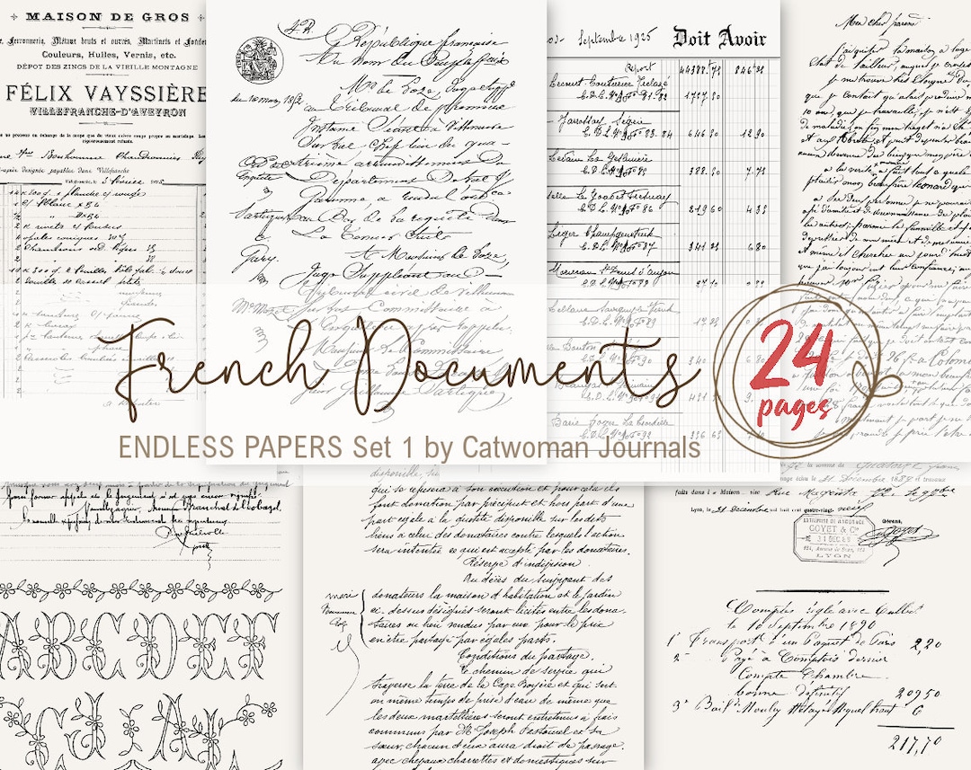 French Antique Document Printables: Ephemera for Junk Journals (digital ...