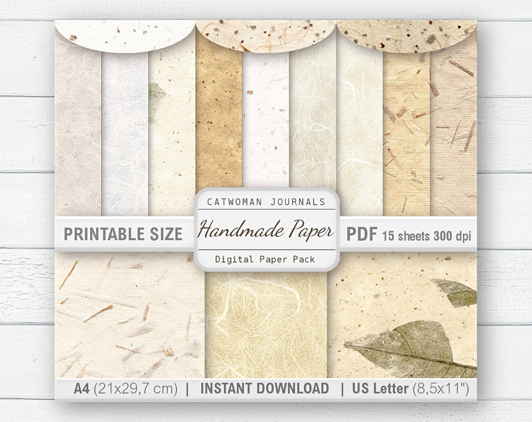 Printable Handmade Papers PDF, Neutral Hand Made Paper Texture ...