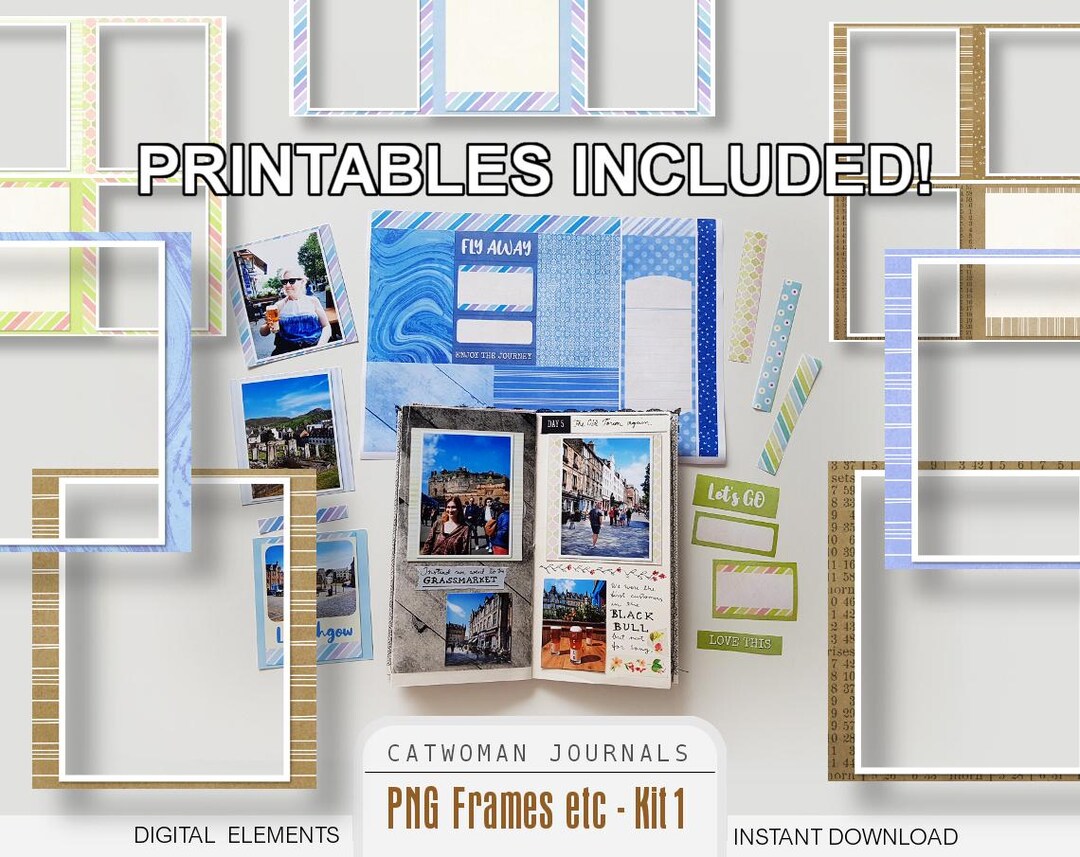 Frames Etc Travel Journal Kit Digital Traveller's Notebook, Printable ...