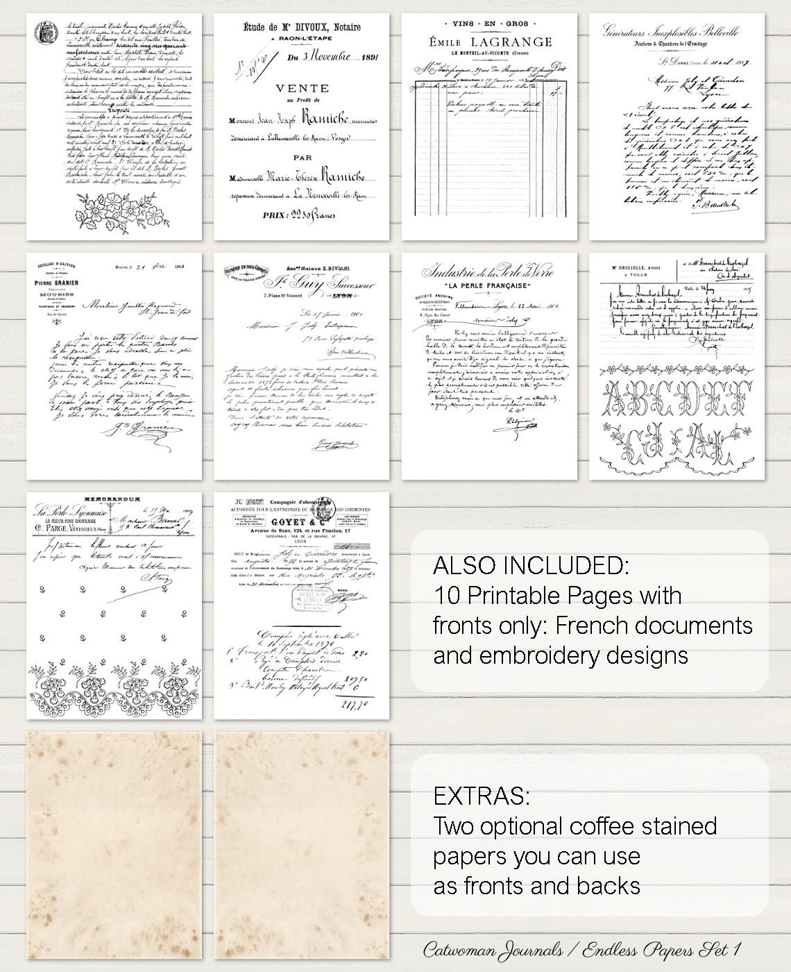 French Antique Document Printables: Ephemera for Junk Journals (digital ...