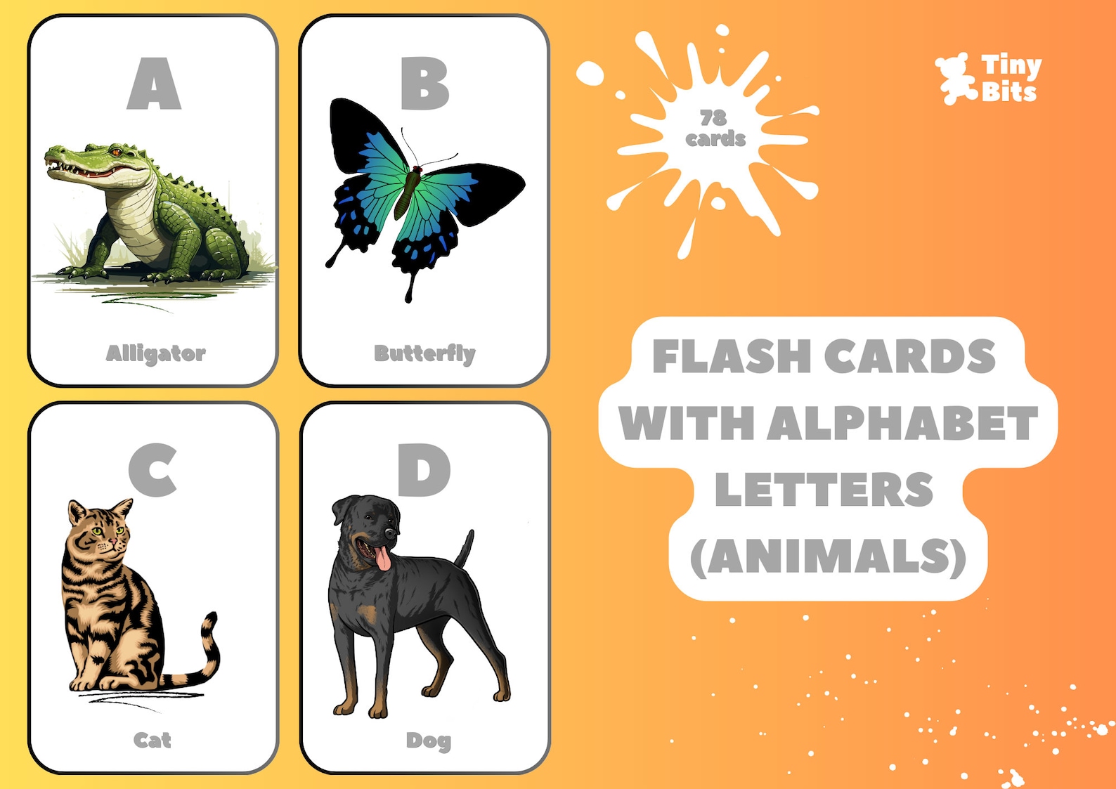 Flash Cards With Alphabet Letters animals, 78 ABC Flashcards, Alphabet ...