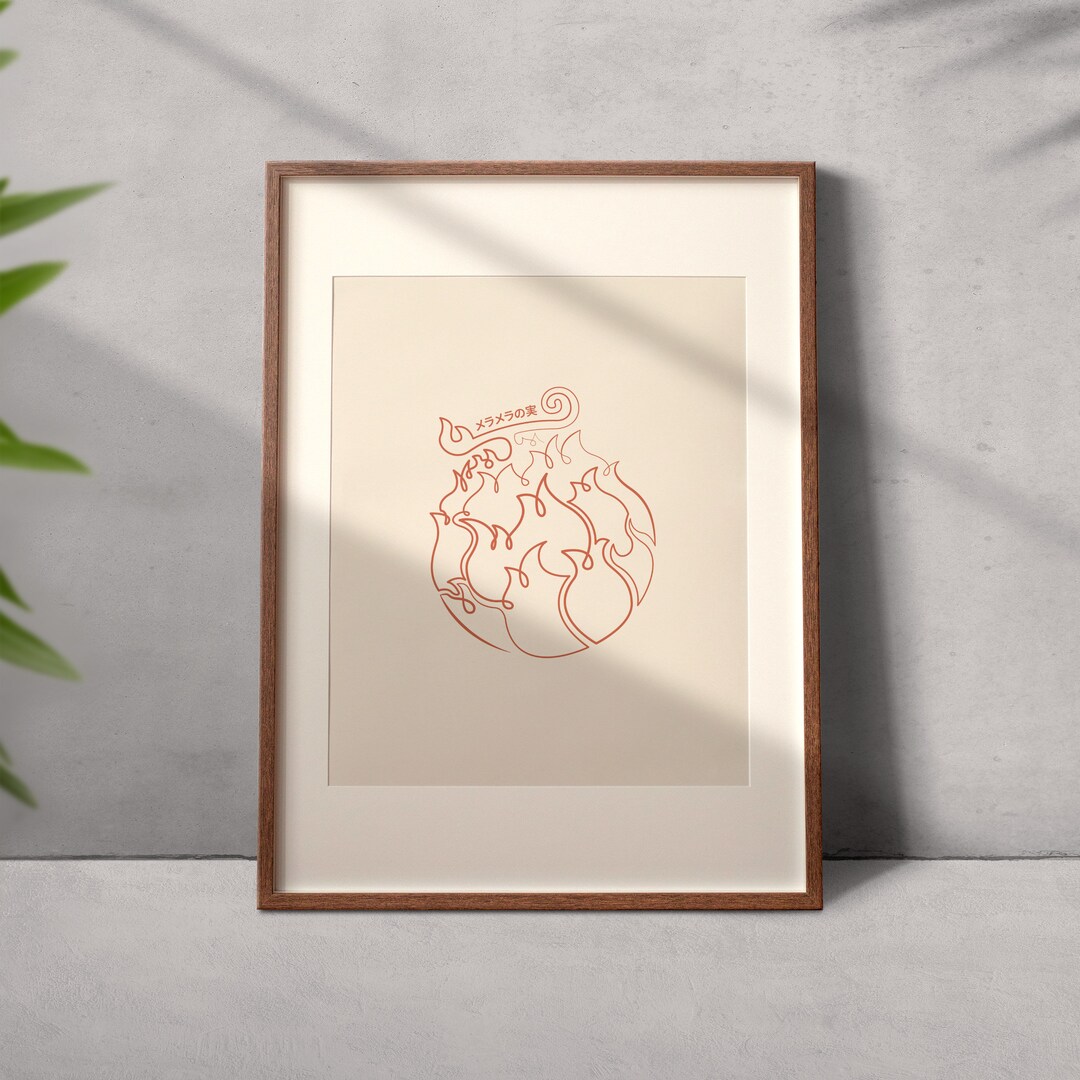 Fruit Mera Mera Boho Line Art, Aesthetic Anime Wall Art Poster ...