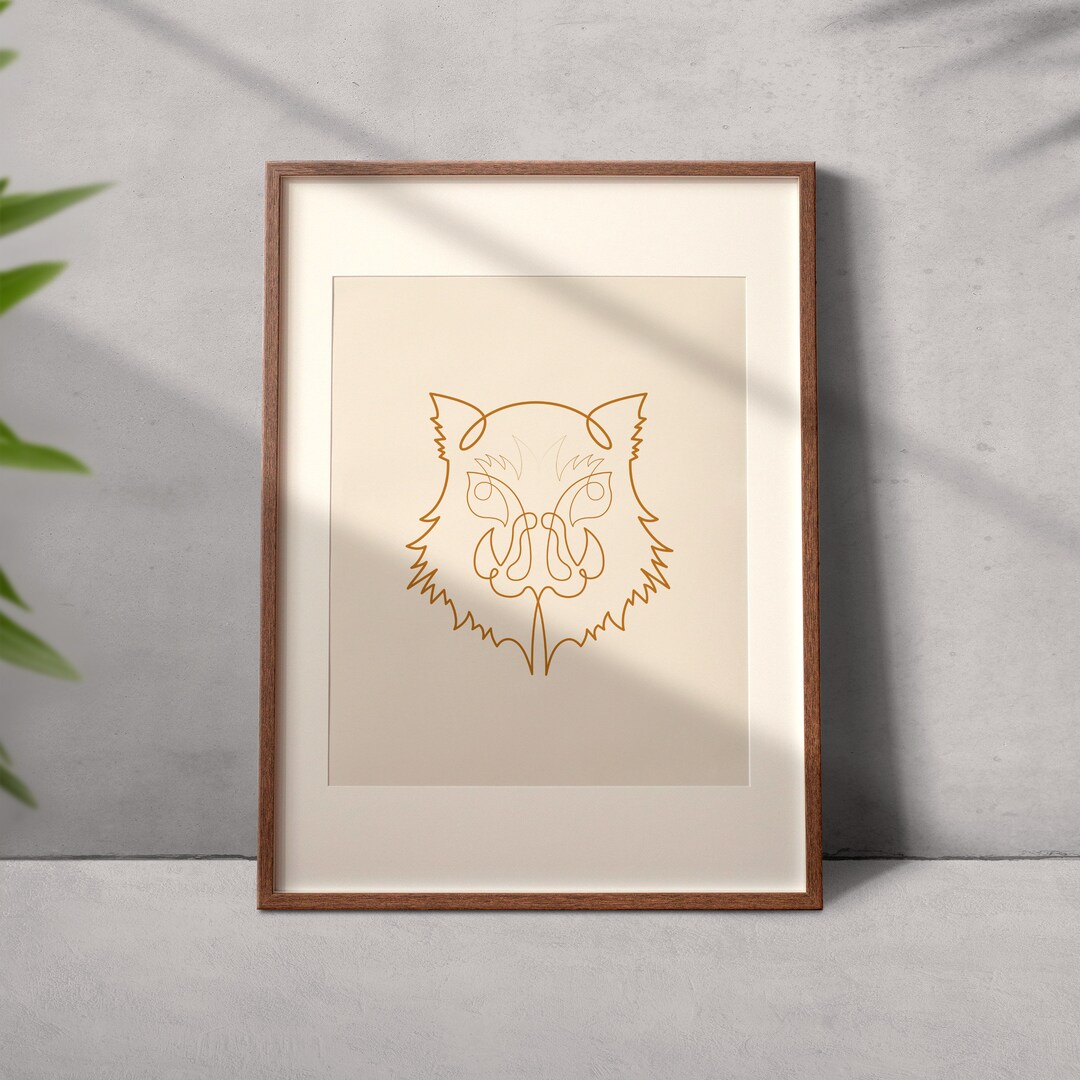 Inosuke Boho Minimalist Art, Modern Line Art, Anime Wall Print ...