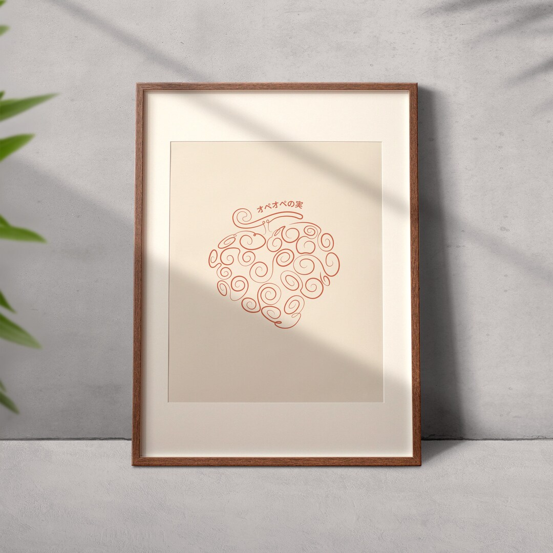 Ope Ope Devil Fruit Minimalist Art, Boho Modern One Piece Manga Wall ...
