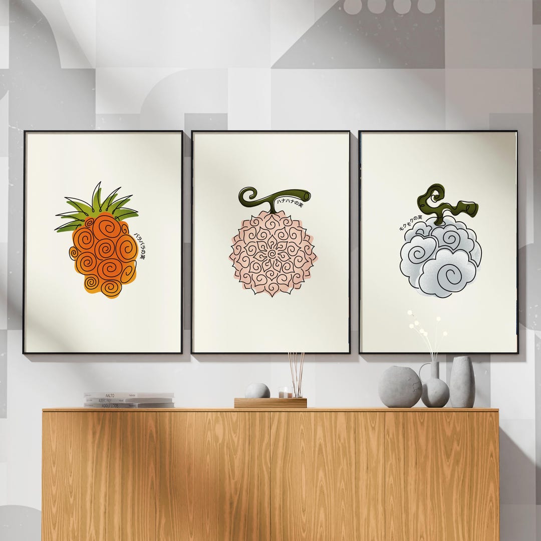 Devil Fruit Set 2, Modern Minimalist, Anime Poster, Line Art Wall Decor ...
