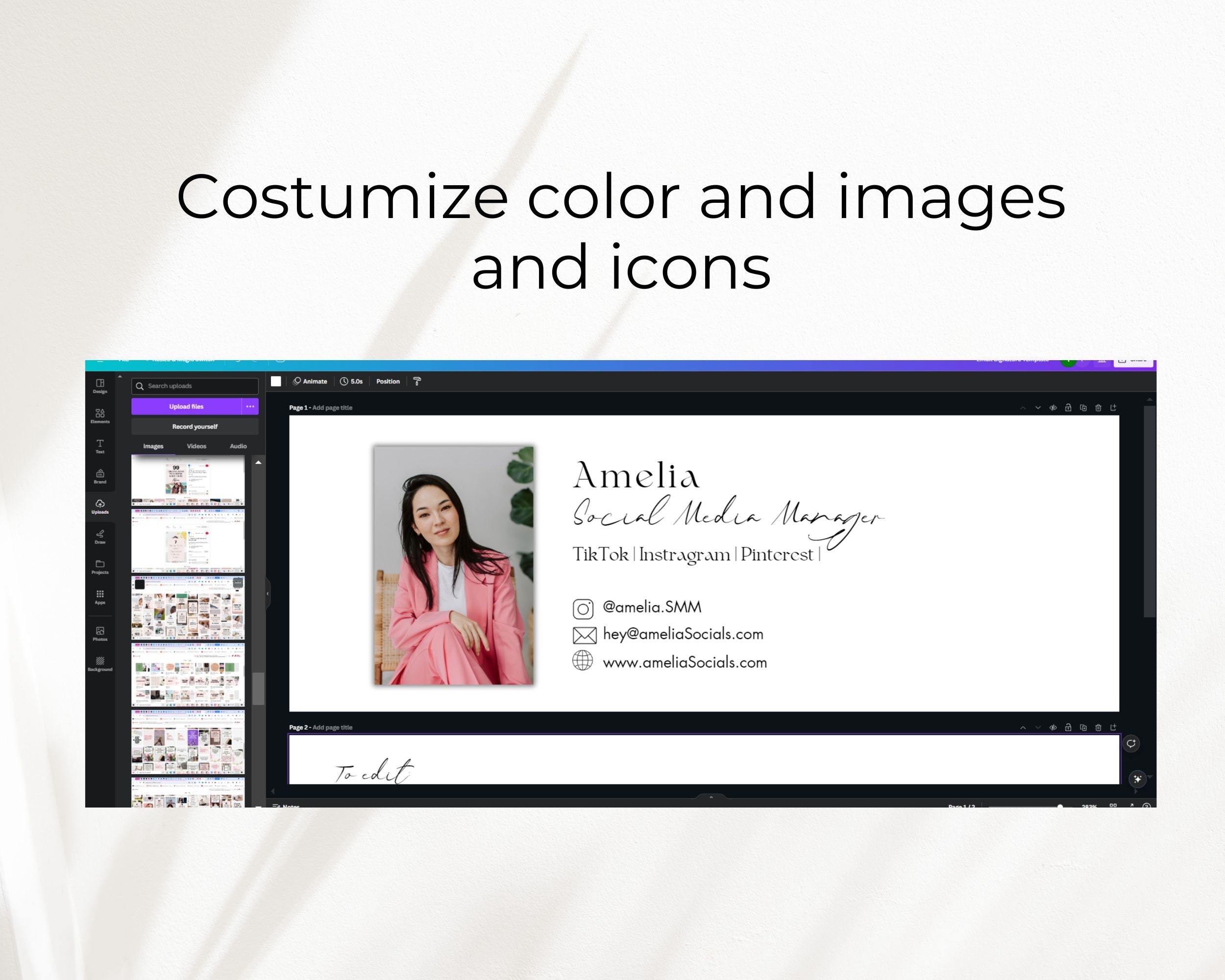 Editable Email Signature Template in Canva for Gmail Outlook Html ...