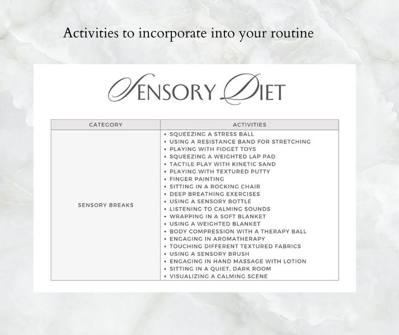 Printable Sensory Diet Planner for Autistic Kids & Adults | Daily ...