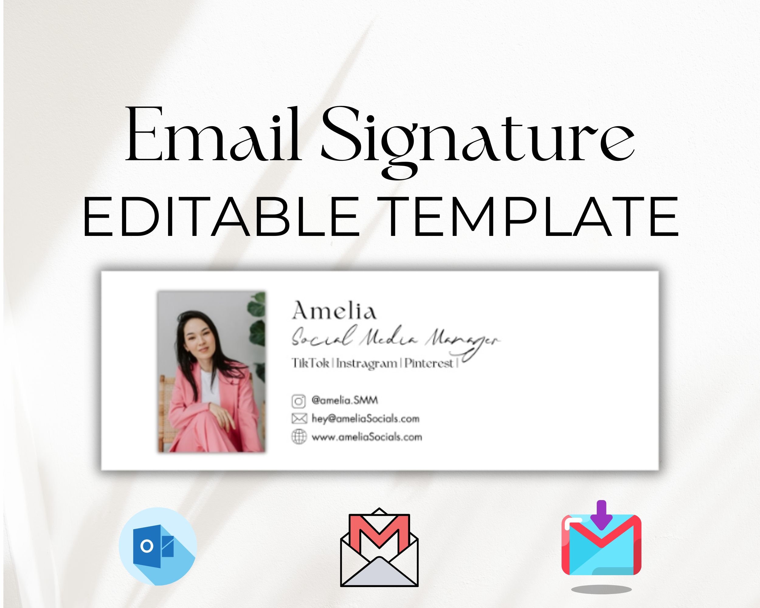 Editable Email Signature Template in Canva for Gmail Outlook Html ...