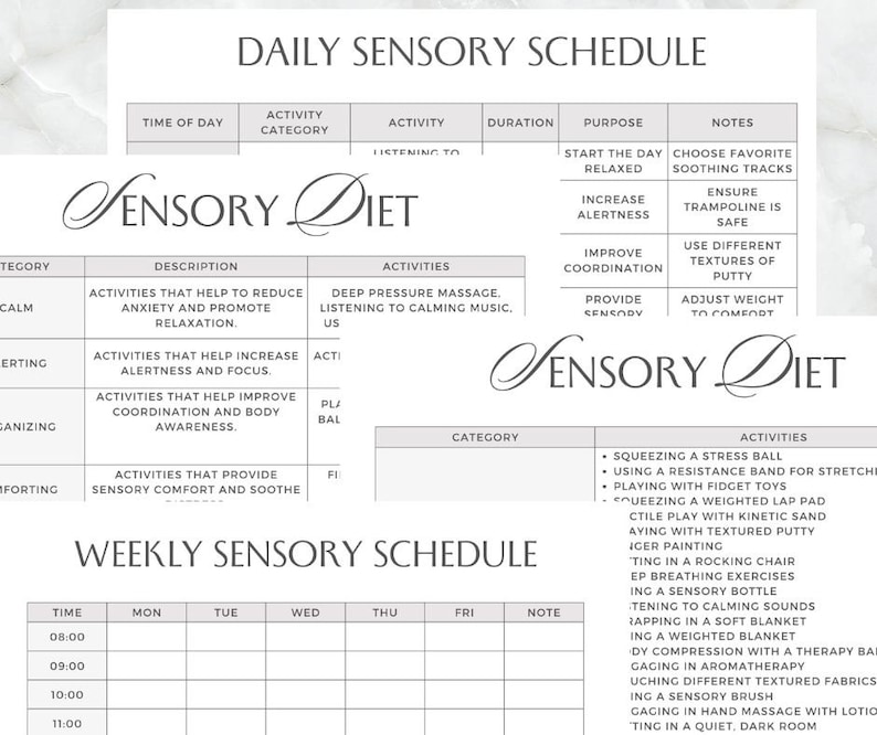 Printable Sensory Diet Planner for Autistic Kids & Adults | Daily ...