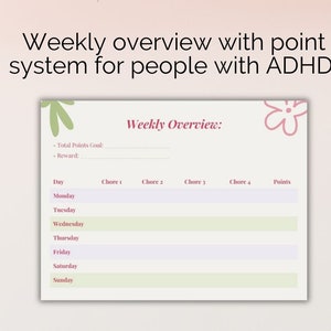ADHD Daily Chore Chart With Reward System Printable Chore Tracker for ...