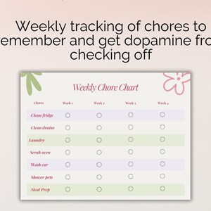 ADHD Daily Chore Chart With Reward System Printable Chore Tracker for ...