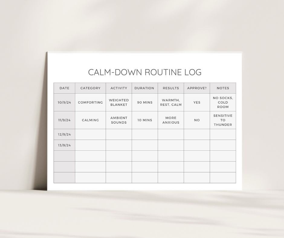 Autistic Calm Down Routine | Autism Planner for Overstimulation for ...
