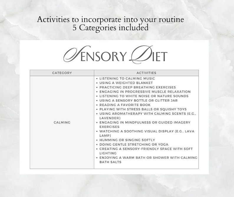 Printable Sensory Diet Planner for Autistic Kids & Adults | Daily ...