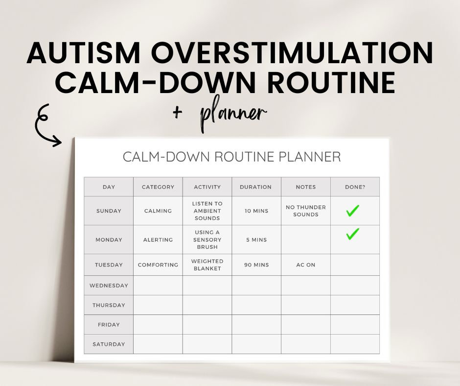 Autistic Calm Down Routine | Autism Planner for Overstimulation for ...