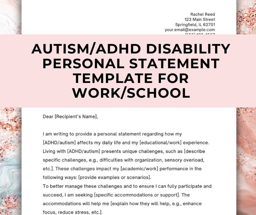 ADHD Personal Statement for Accommodation of Disability at Work or ...