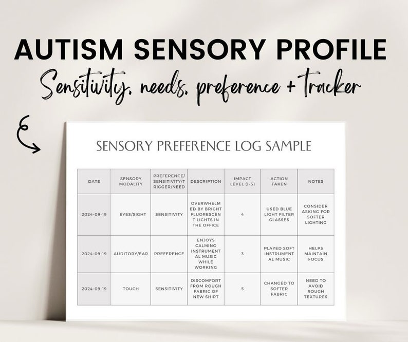 Printable Autism Sensory Needs Tracker, Kids Profile, Sensory ...