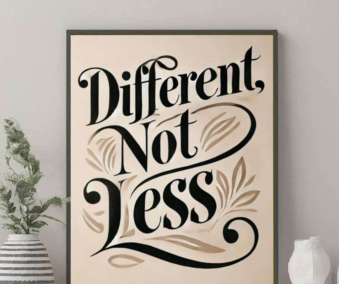 Printable "different, Not Less" Gold Wall Art | Autism Awareness Quote ...