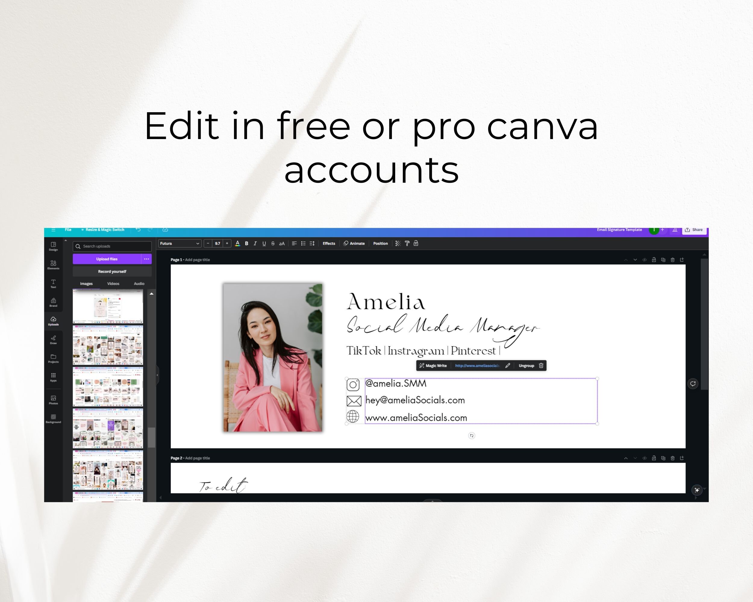 Editable Email Signature Template in Canva for Gmail Outlook Html ...