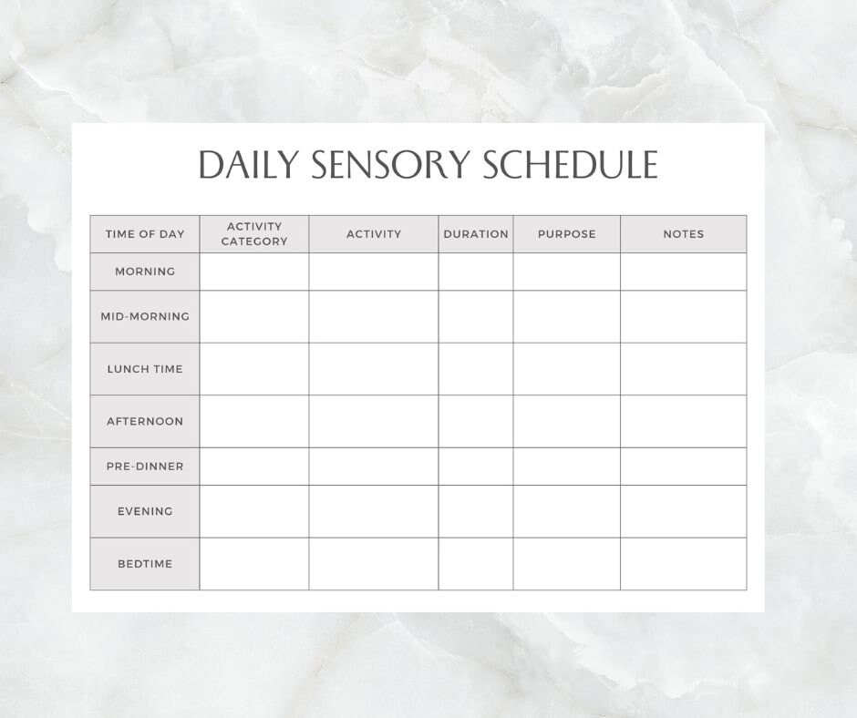 Printable Sensory Diet Planner for Autistic Kids & Adults | Daily ...