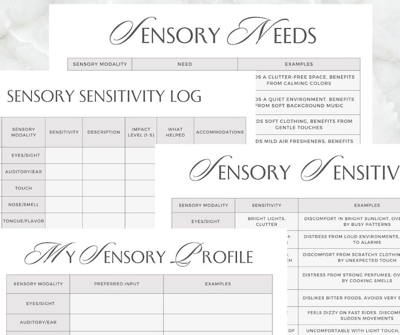 Printable Autism Sensory Needs Tracker, Kids Profile, Sensory ...