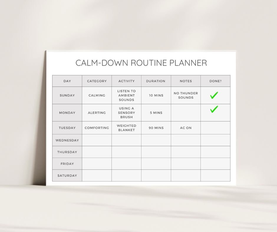 Autistic Calm Down Routine | Autism Planner for Overstimulation for ...