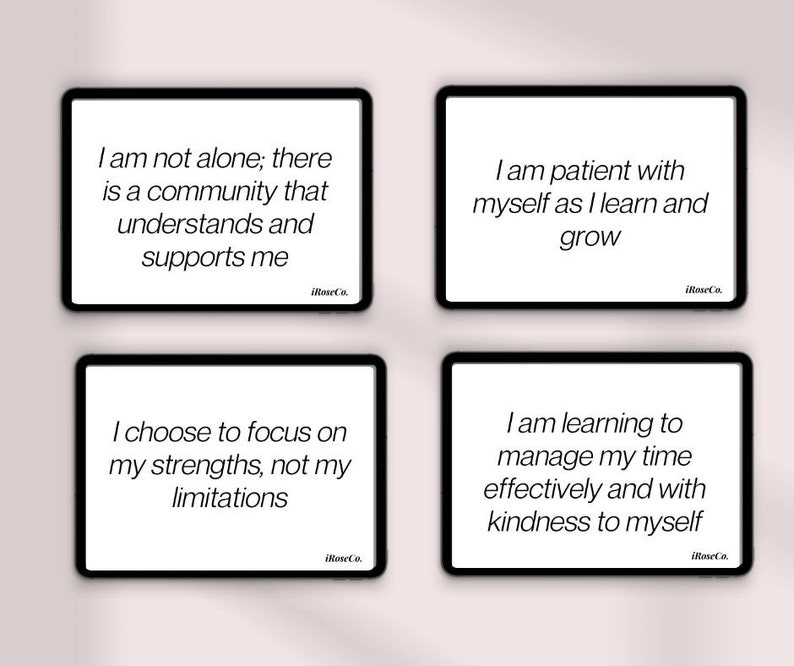 52 ADHD Positive Affirmations Cards Acceptance Post Diagnosis ...
