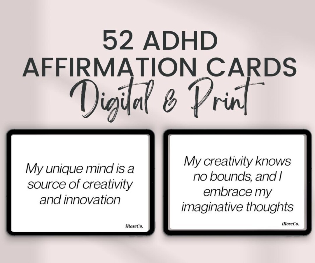 52 ADHD Positive Affirmations Cards Acceptance Post Diagnosis ...