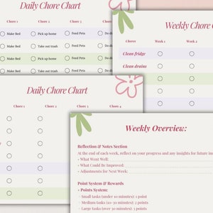 ADHD Daily Chore Chart With Reward System Printable Chore Tracker for ...