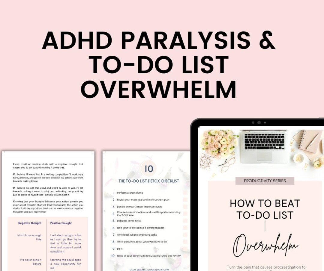 Adhd Paralysis and To-do List Overwhelm Strategies Workbook to Help ...