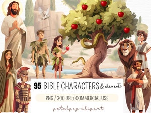 Biblical Characters Clipart Bundle, Bible Stories, Biblical People ...