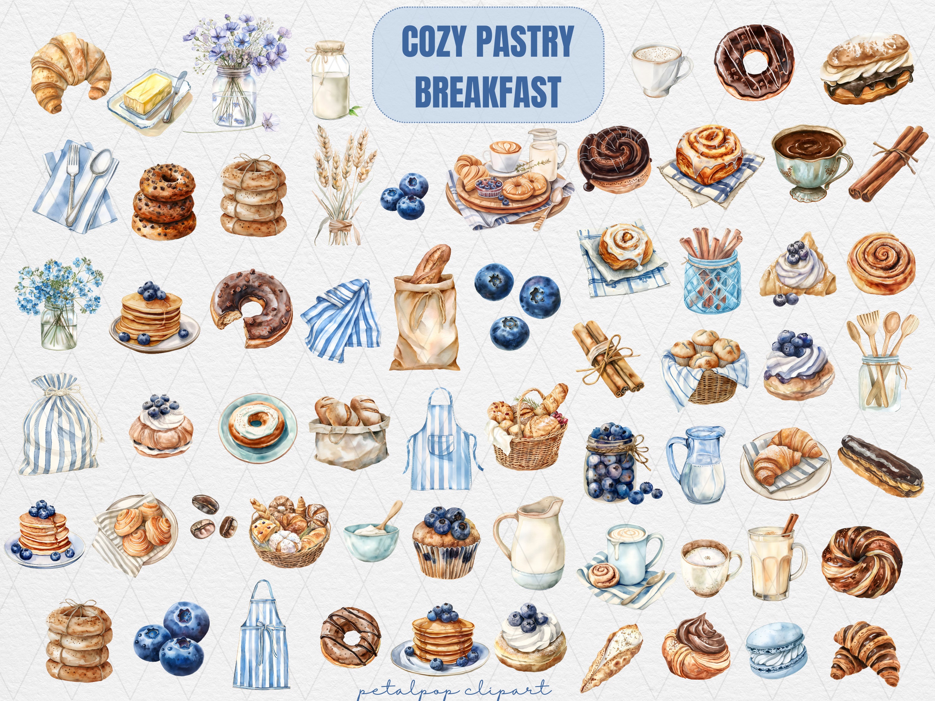 Breakfast Clipart, Pastry Clipart, Baking Png, Blueberries, Bread ...