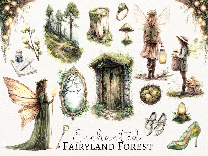 Enchanted Fairyland Forest Clipart, Fairy Clipart, Enchanted Forest ...