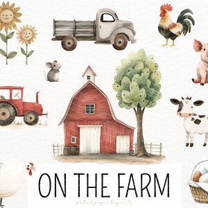 On the Farm Clipart Pack, Watercolor Farm Clipart, Nursery Clipart ...