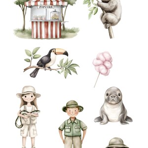 Zoo Clipart, Safari Animals Clipart, Cute Watercolor Clipart, Family ...