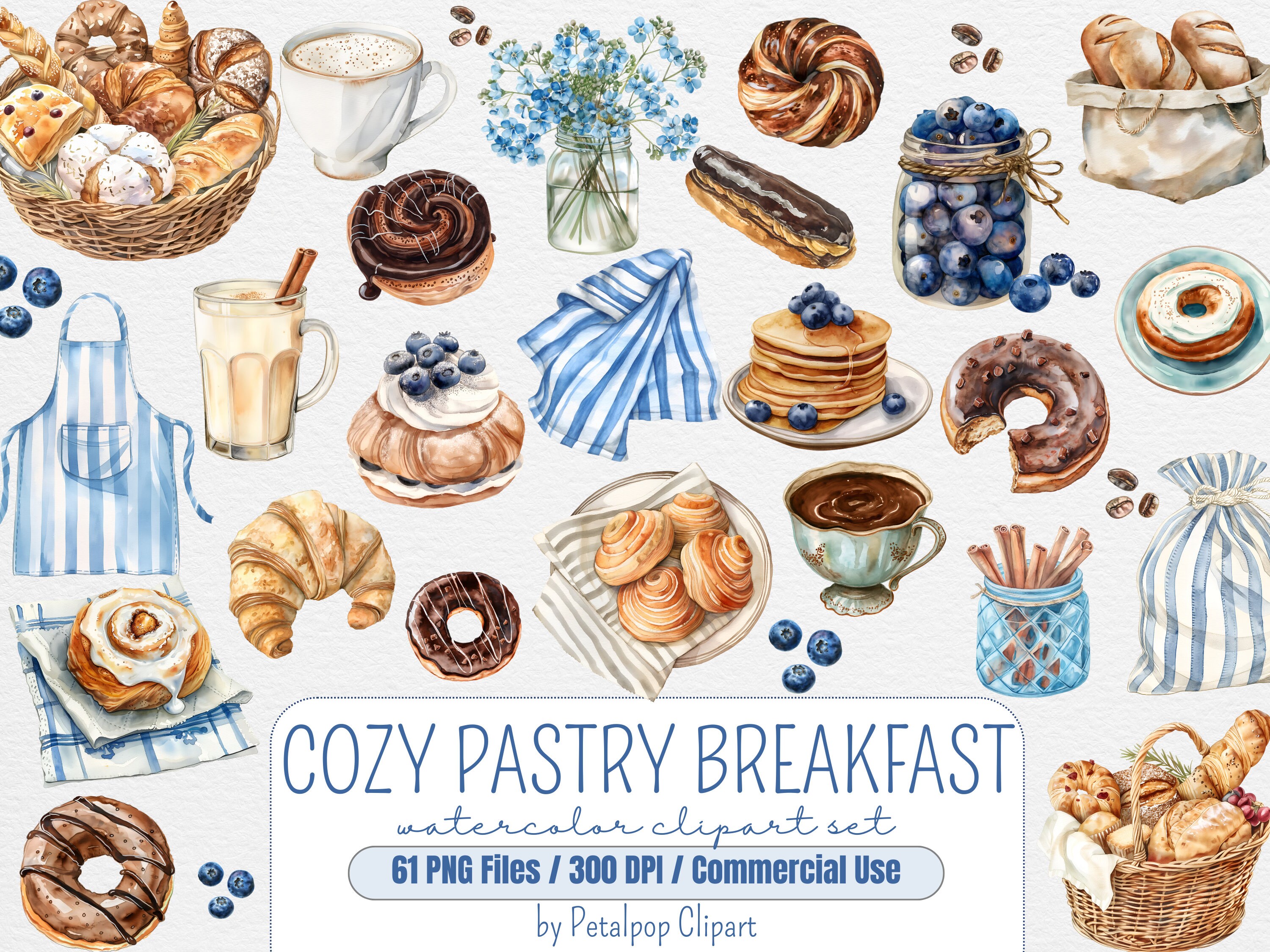 Breakfast Clipart, Pastry Clipart, Baking Png, Blueberries, Bread ...