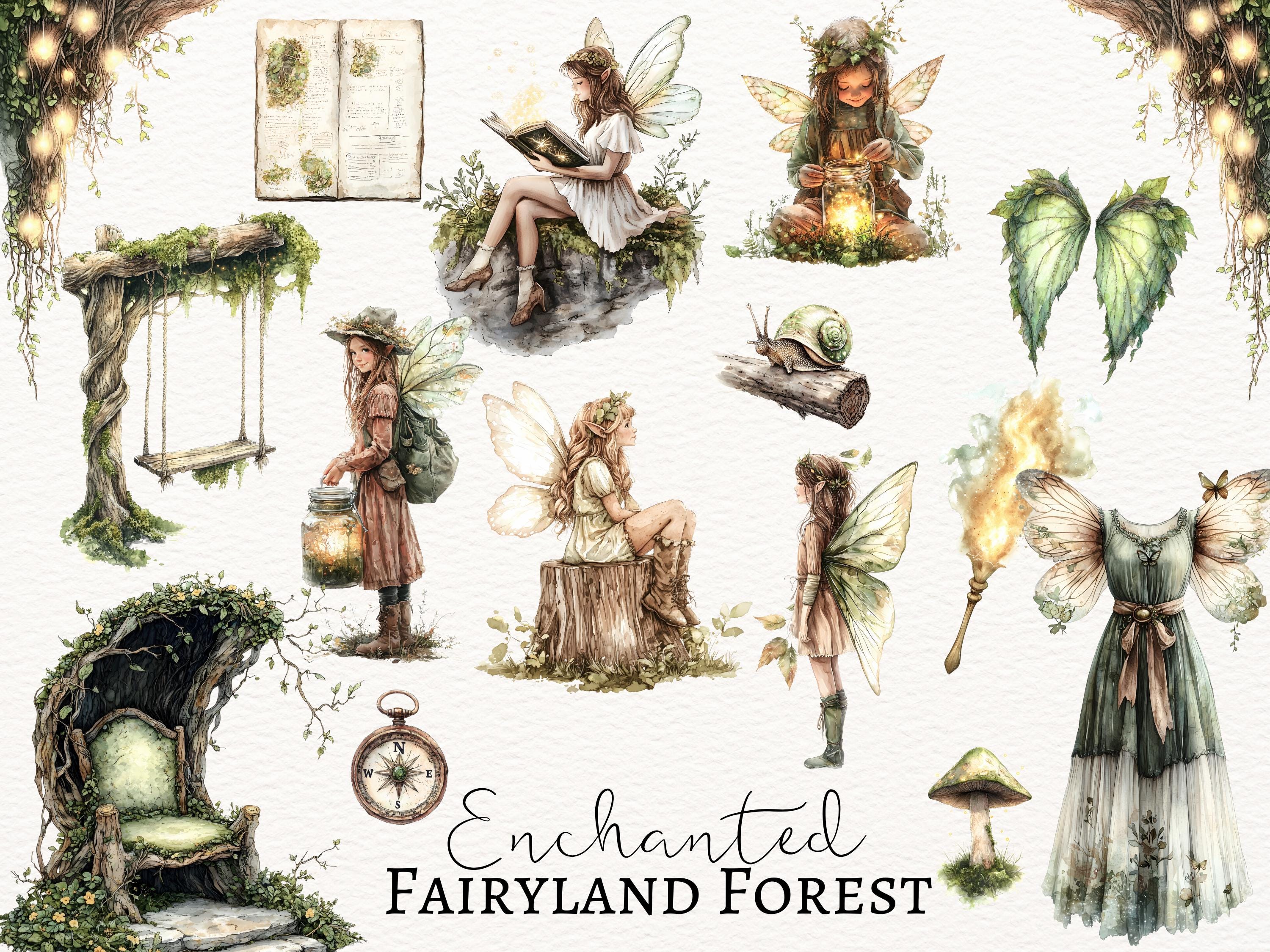 Enchanted Fairyland Forest Clipart, Fairy Clipart, Enchanted Forest ...