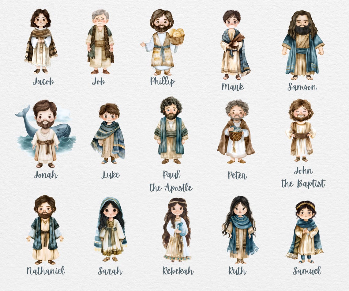Bible Character Clipart, Watercolor Bible Characters, Christian Clipart ...