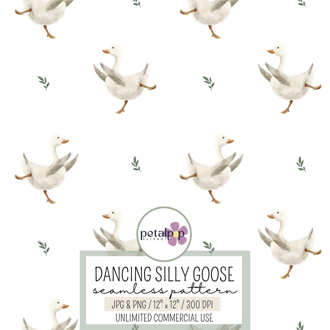Dancing Silly Goose Seamless Pattern, Seamless Goose Pattern, Silly ...