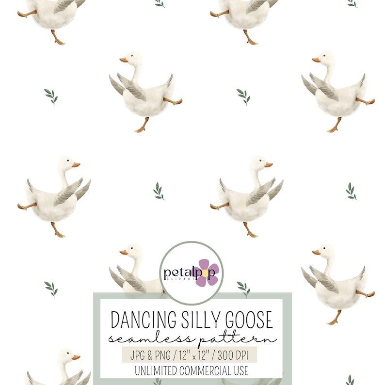 Dancing Silly Goose Seamless Pattern, Seamless Goose Pattern, Silly ...