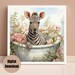 Zebra in Bath Printable Wall Art, Digital Download, Watercolor Painting ...